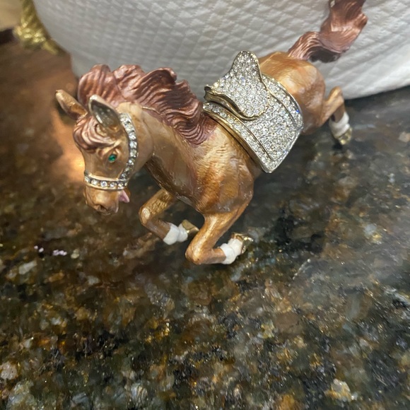 unkn | Accents | Vintage Gold Brass Miniature Horse Rhinestone | Poshmark